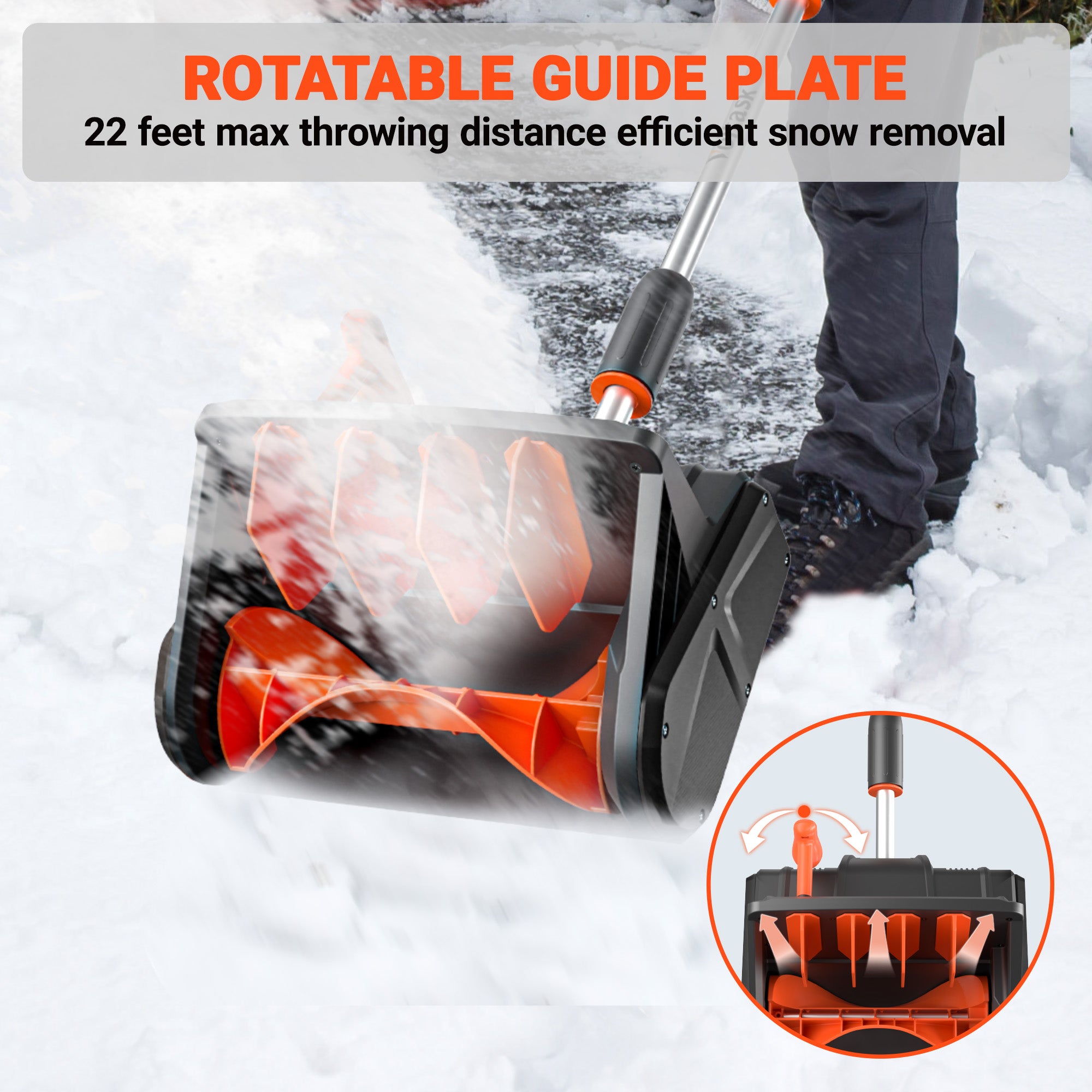 VOLTASK Cordless Snow Shovel, 24V | 13-inch | 4-Ah Cordless Battery El